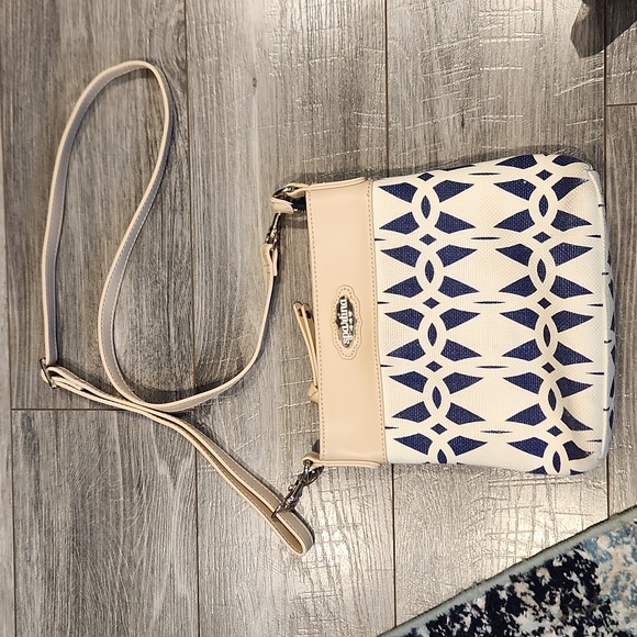 Spartina 449 | Bags | Euc Spartina 449 Daufuskin Island Leather Linen Womens Crossbody Bag ...